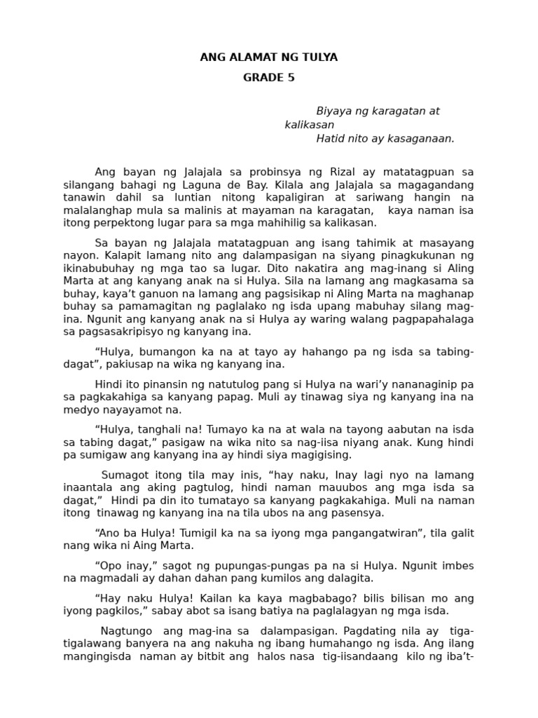 Alamat NG Tulya Edited 1 | PDF