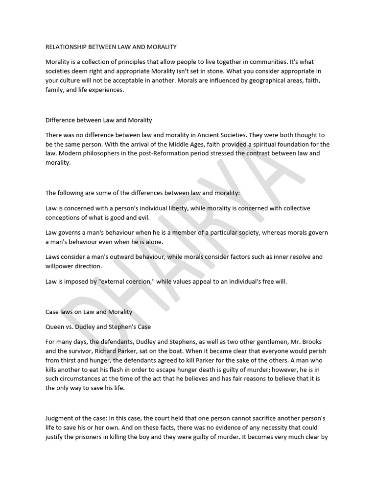 Relationship Between Law and Morality | PDF | Morality | Justice