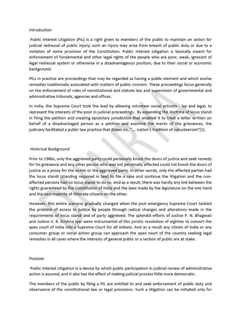 Understanding Public Interest Litigation | PDF | Standing (Law) | Legal ...