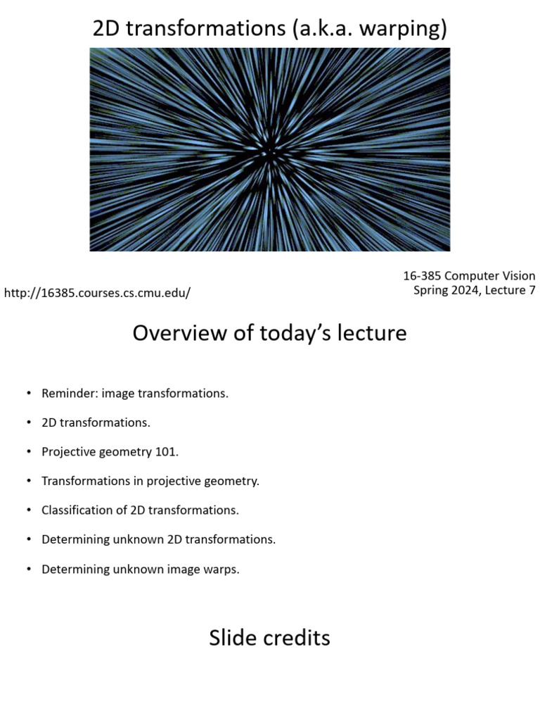 07 Transformations Slides | PDF | 2 D Computer Graphics | Least Squares