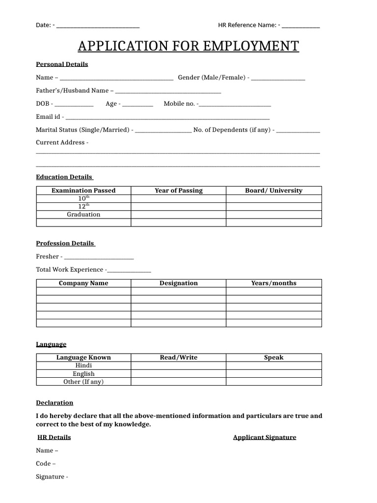 Application For Employment | PDF