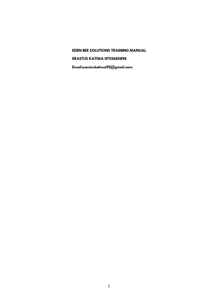 Eden Bee Solutions Training Manual | PDF | Honey Bee | Beekeeping