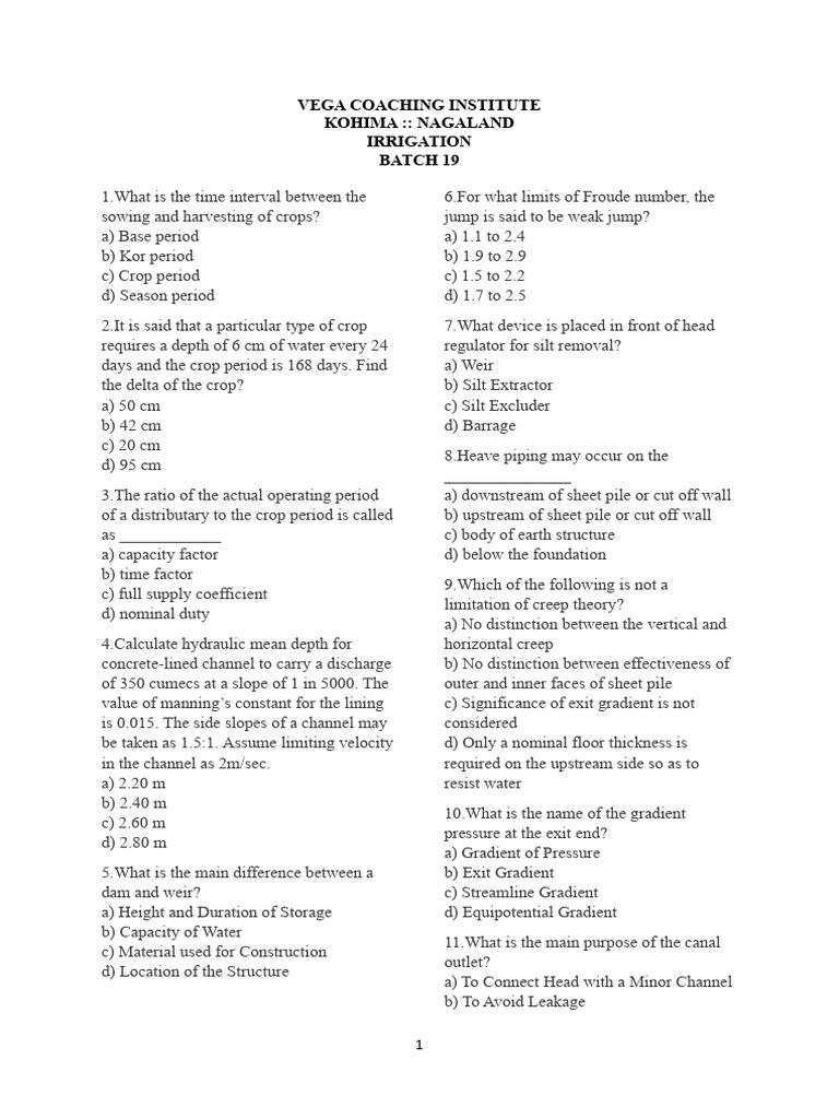 Irrigation Concepts and Calculations Guide | PDF | Dam | Hydraulic ...