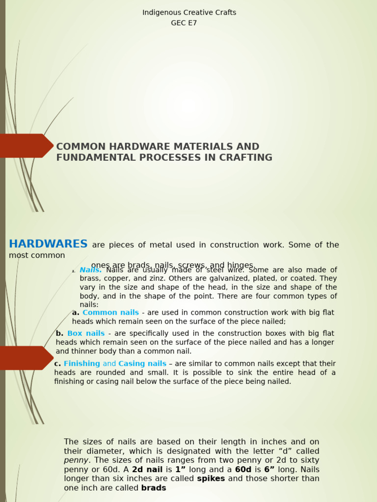 Common Hardware Materials Overview | PDF | Paint | Varnish