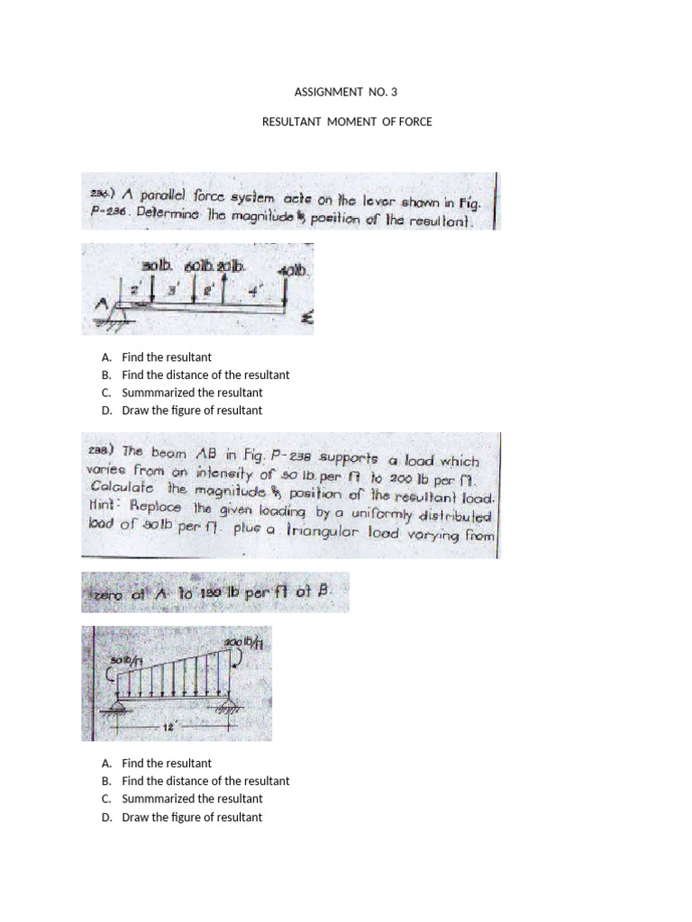 Assignment Resultant Moment of Force | PDF
