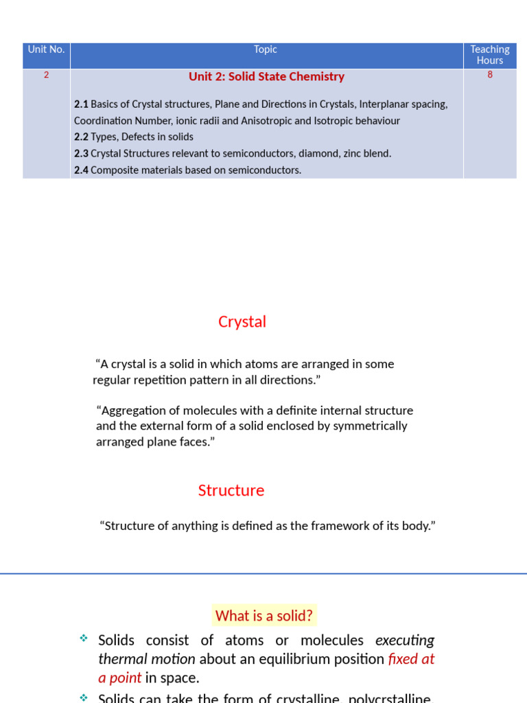 ECSF-Unit 2 - Solid State Chemistry | PDF | Crystallite | Crystal