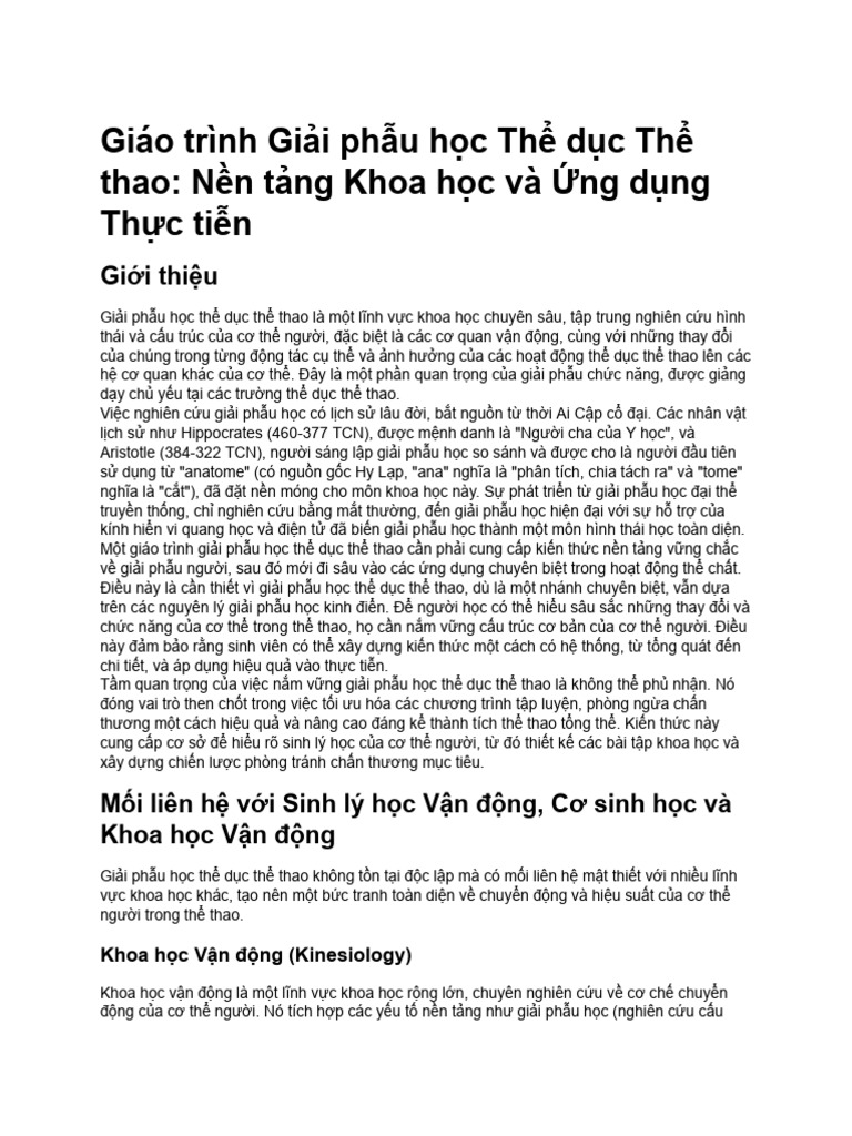 Giáo Trình Giải Phẫu Thể Thao | PDF