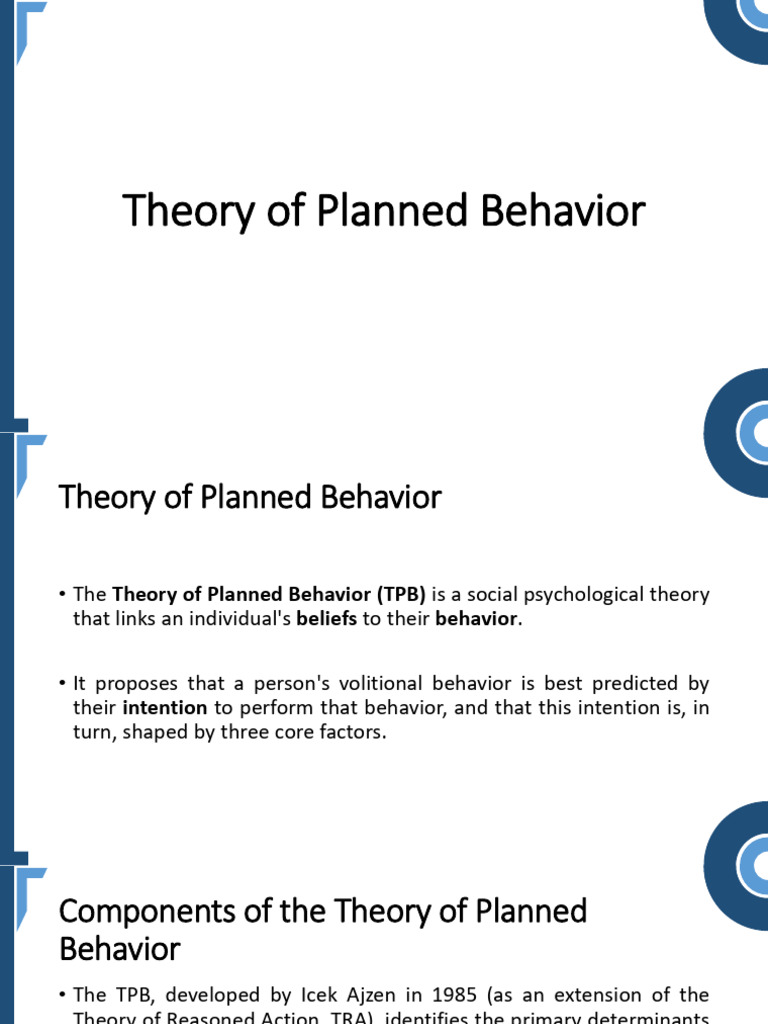 Overview of the Theory of Planned Behavior | PDF | Behavioural Sciences ...