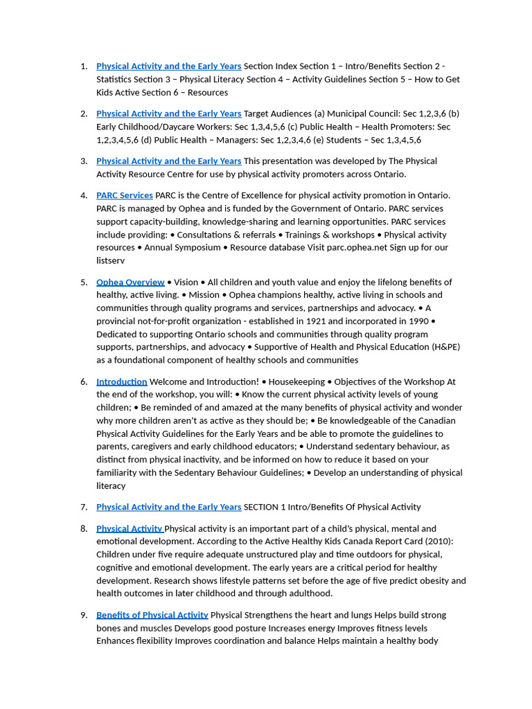 Early Years Physical Activity Guide | PDF | Sedentary Lifestyle | Obesity