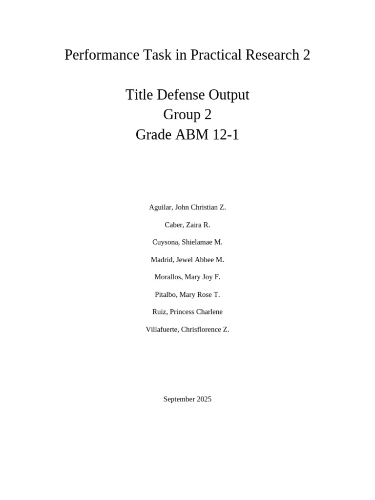 Title Defense Format Group 2 | PDF | Healthy Diet | Eating