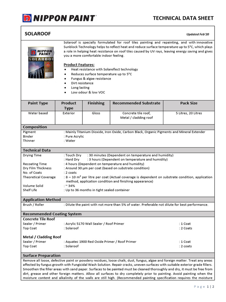 Nippon Solaroof | PDF | Paint | Materials