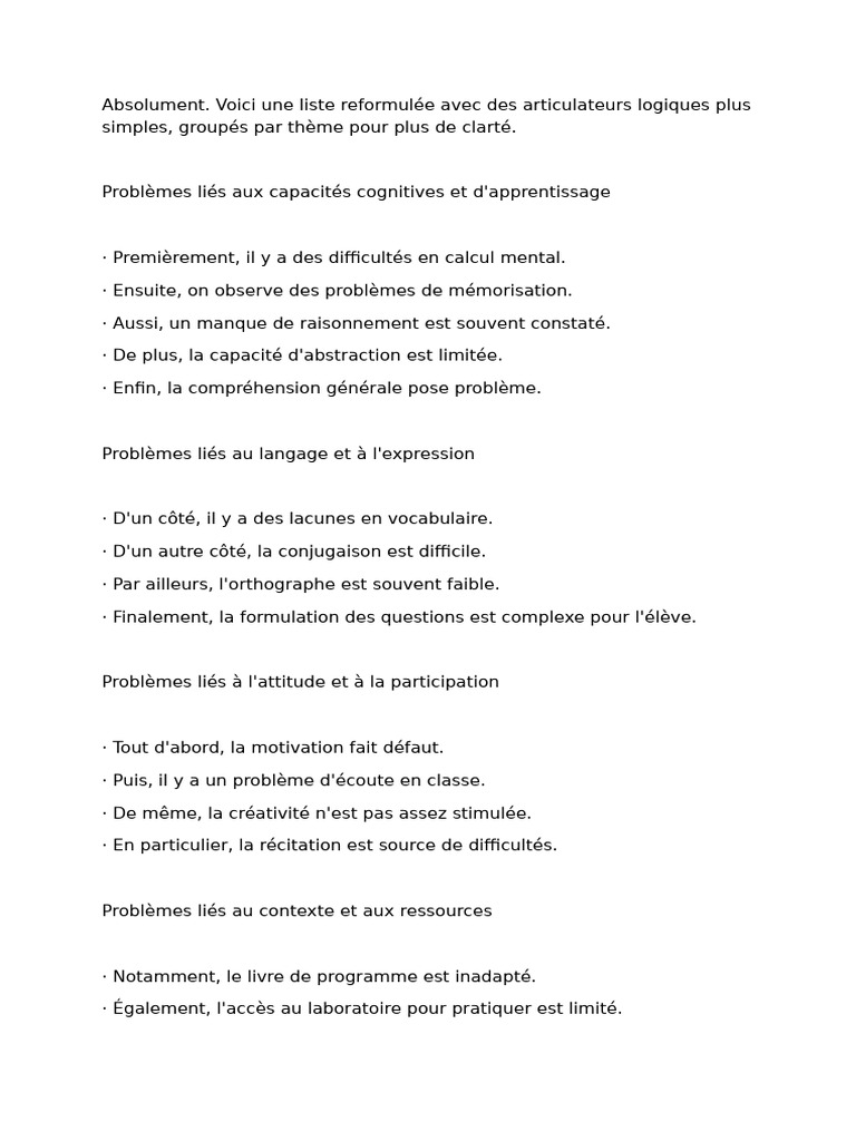 Problèmes d'apprentissage et de langage | PDF