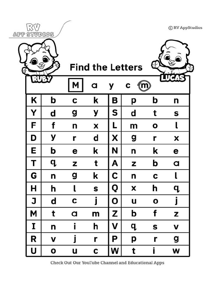 126 Free Printable Worksheets For Kids Find Alphabet Letters Worksheet ...