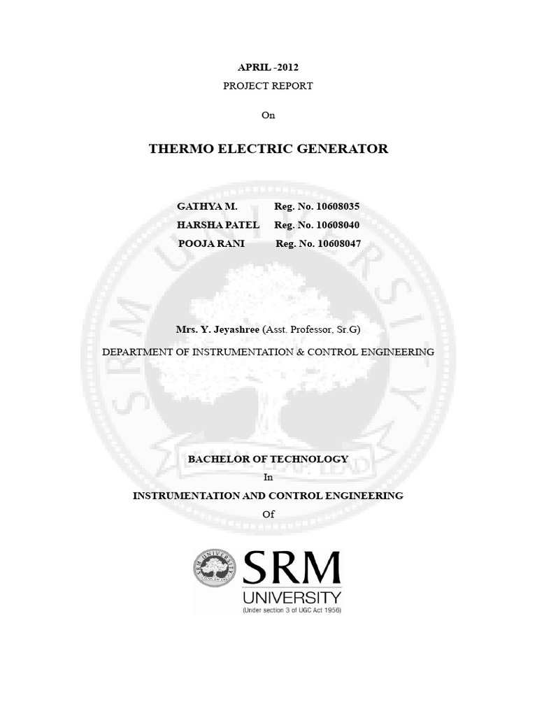 Thermoelectric Generator Project Report | PDF | Electrical Resistivity ...