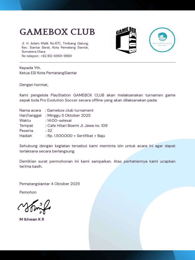 Turnamen PES Gamebox Club 2025 | PDF