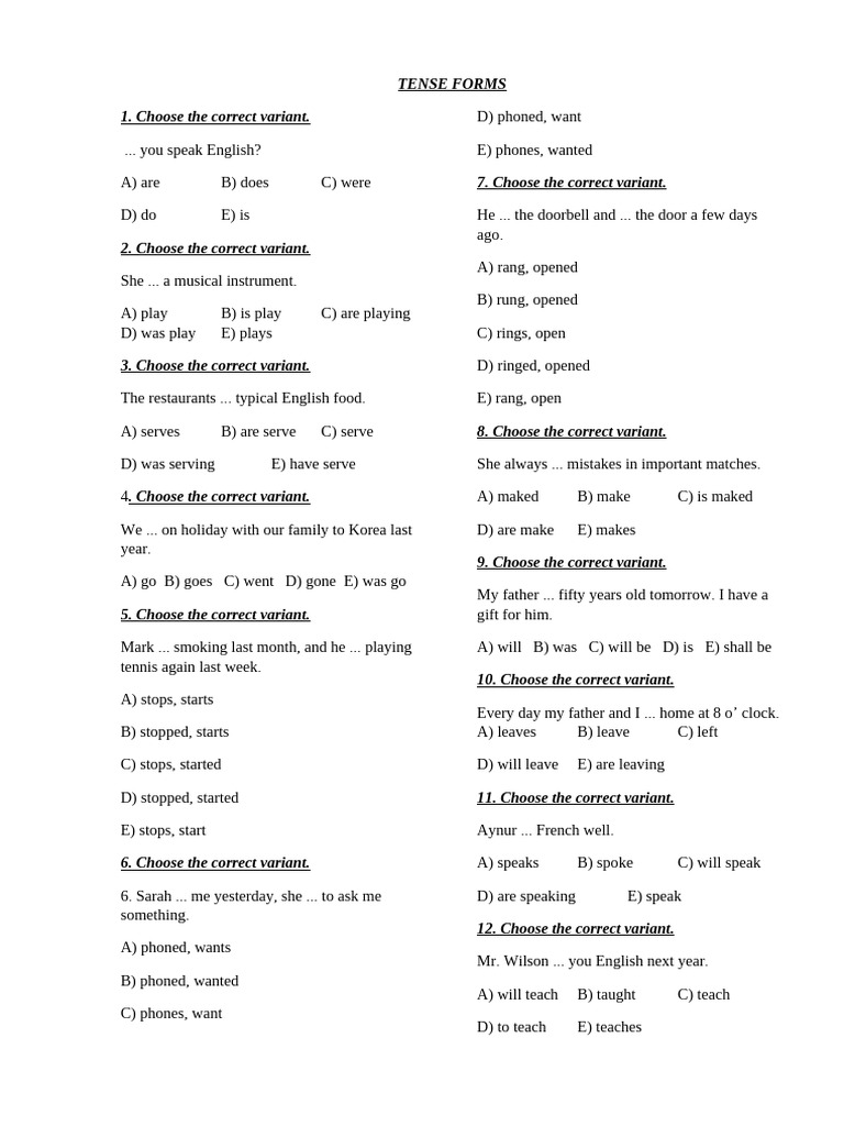 Simple Tenses (Present Past Future) | PDF | Chess Openings | Chess Theory
