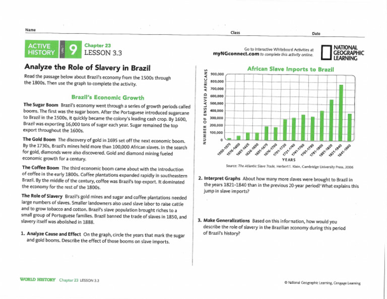 Madeline Cabrera Alcantara - Chart of The Role of Slavery in Brazil | PDF