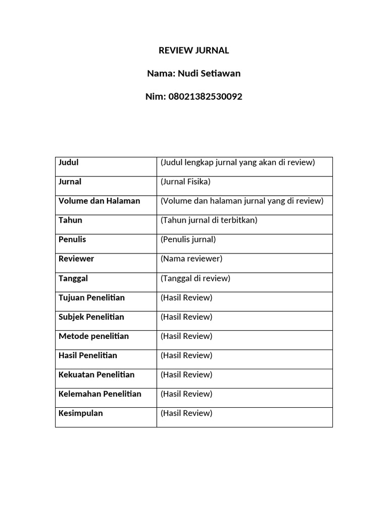 Format Review Jurnal (Copy) | PDF