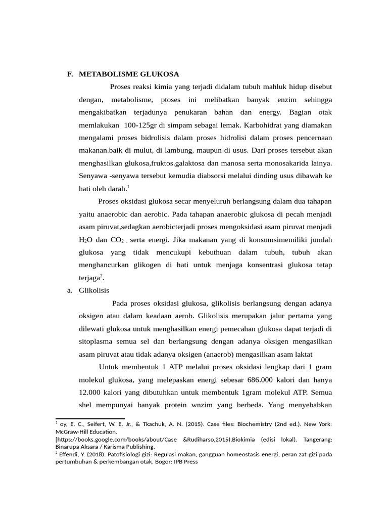 Proses Metabolisme Glukosa dalam Tubuh | PDF