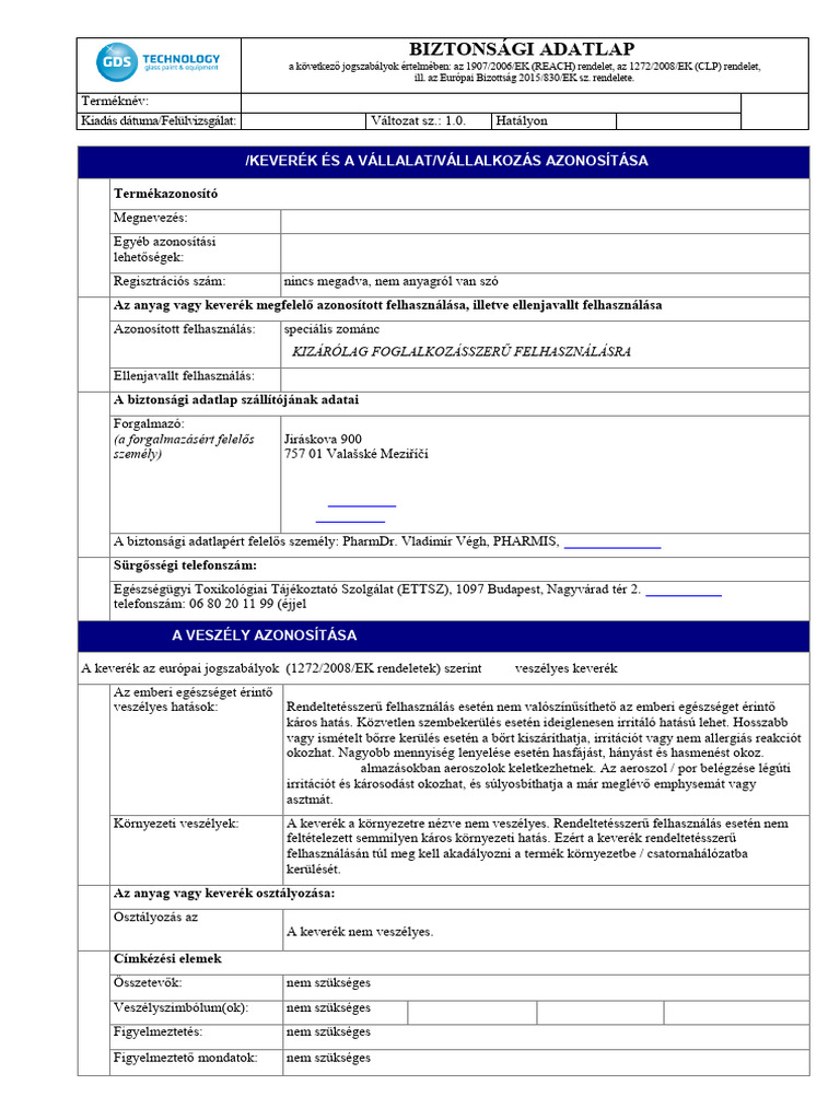 SDS MGD 5003 AF87-Sapphire Blue HU CLP RAL5003 Építészeti Festék 2020.12.01 | PDF