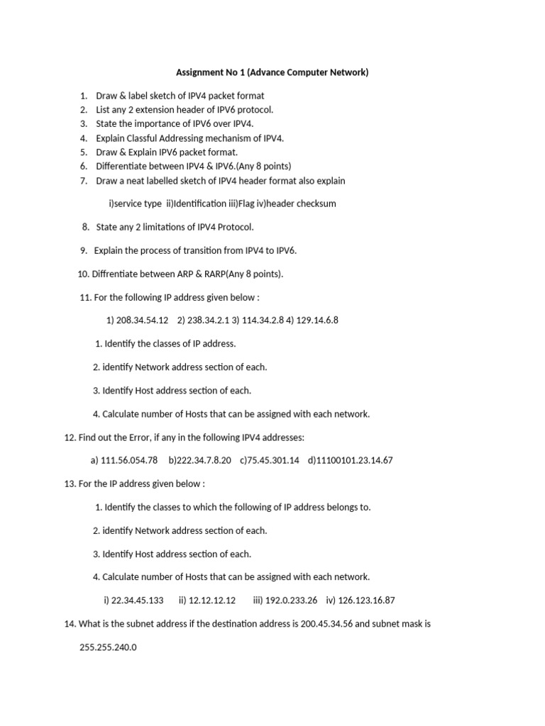 Assignment No 1 ACN | PDF