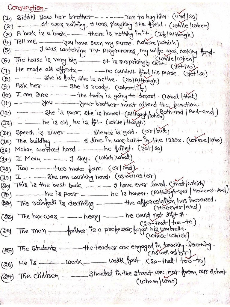 Conjunction Questions | PDF