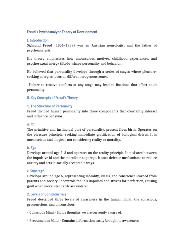 Freud's Psychoanalytic Development Theory | PDF | Psychoanalysis ...