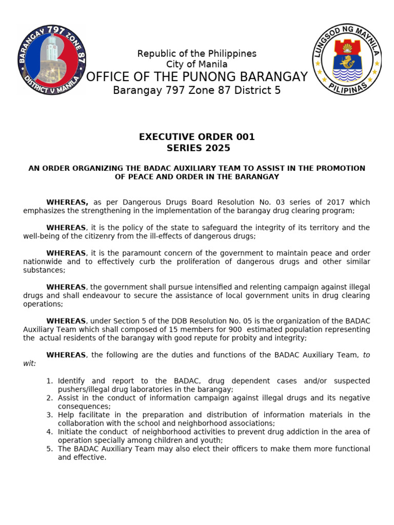 Eo 001 Badac Bat Series 2025 | PDF