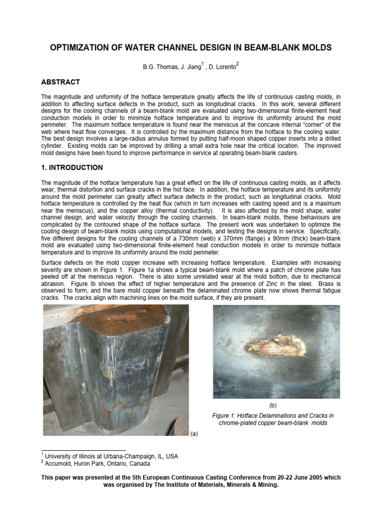 Optimization of Water Channel Design in Beam-Blank Molds | PDF | Water ...