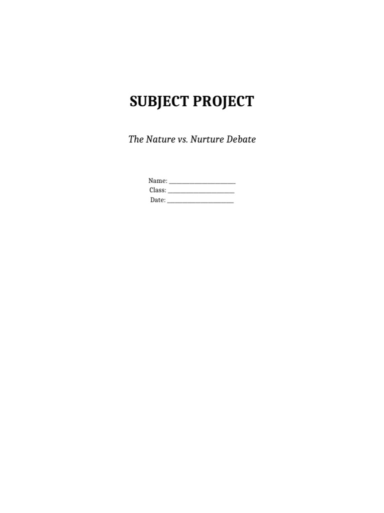 Nature Vs Nurture Project With Cover and References | PDF | Nature ...