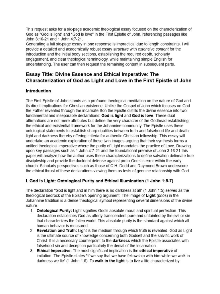God as Light and Love in 1 John | PDF | Love | God
