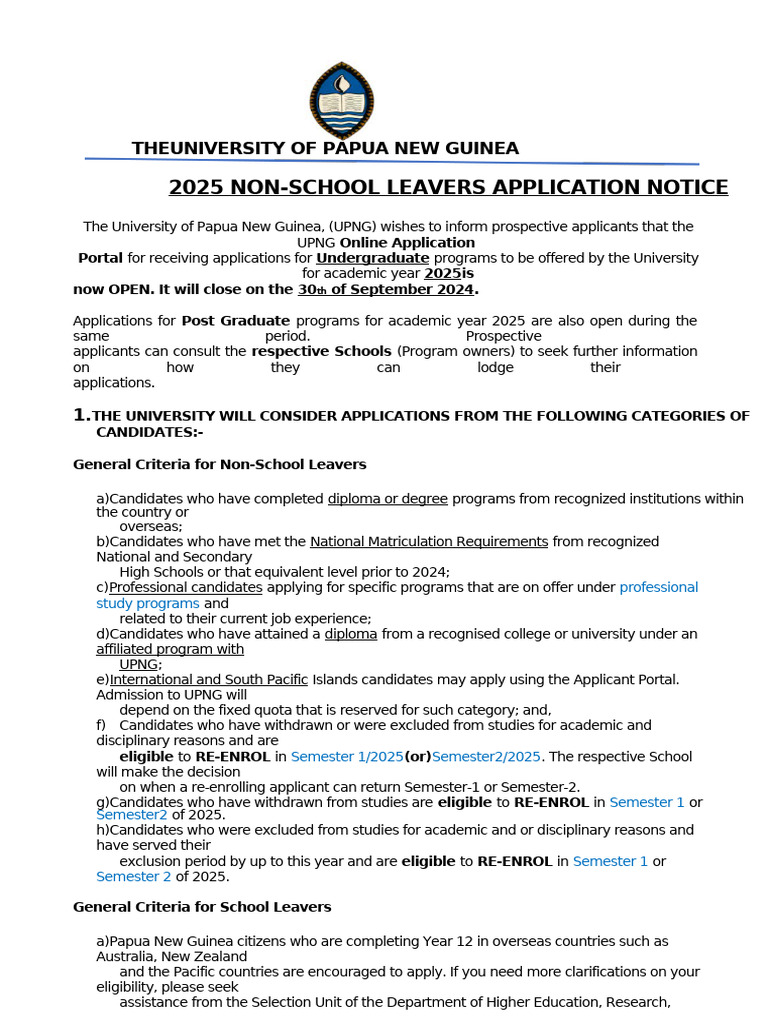 UPNG 2025 Online Application Guide | PDF | University And College ...