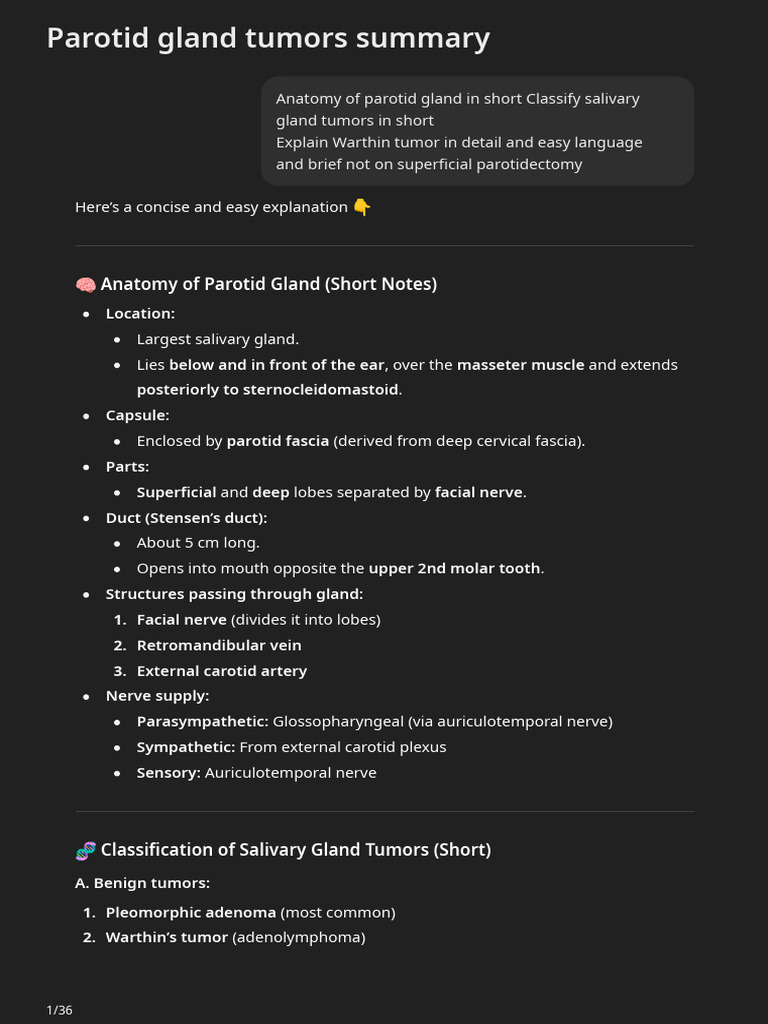 Parotid Gland Tumors Overview | PDF | Thyroid | Hyperthyroidism