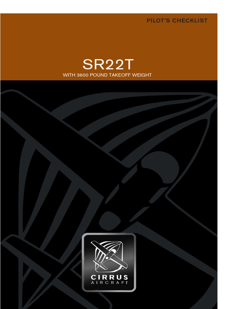 SR22T Pilot's Checklist for 3600 lbs | PDF | Takeoff | Flap (Aeronautics)