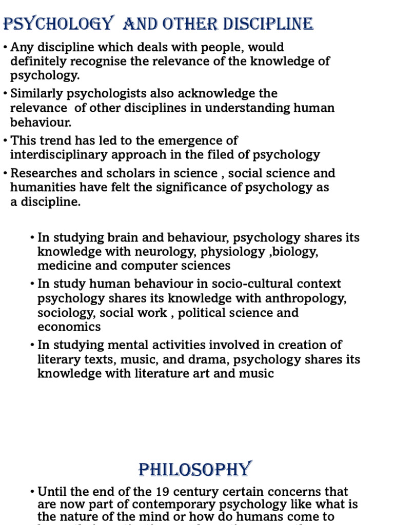 Psychology and Other Discipline | PDF | Psychology | Science