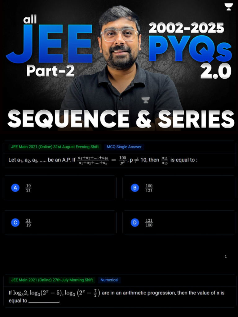 Sequence & Series - P2 - All JEE Main PYQs - Blank | PDF