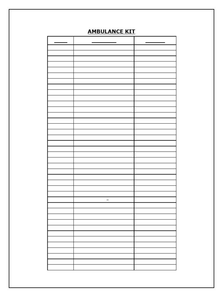 Ambulance Kit List | PDF
