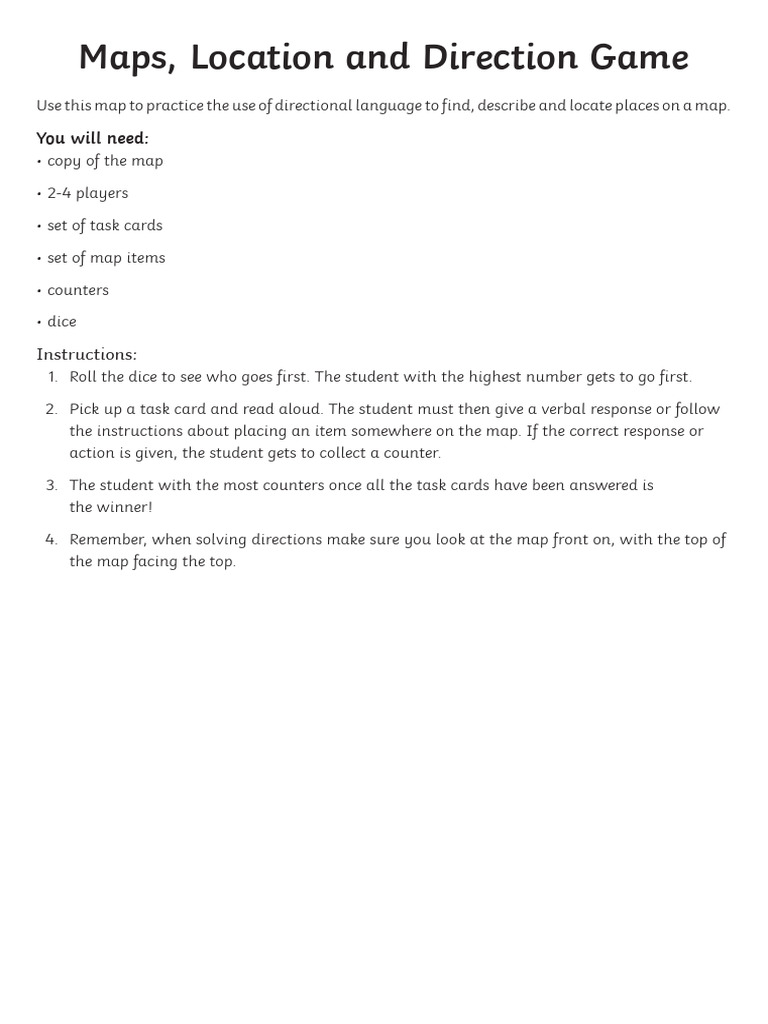 Directional Language Map Game | PDF