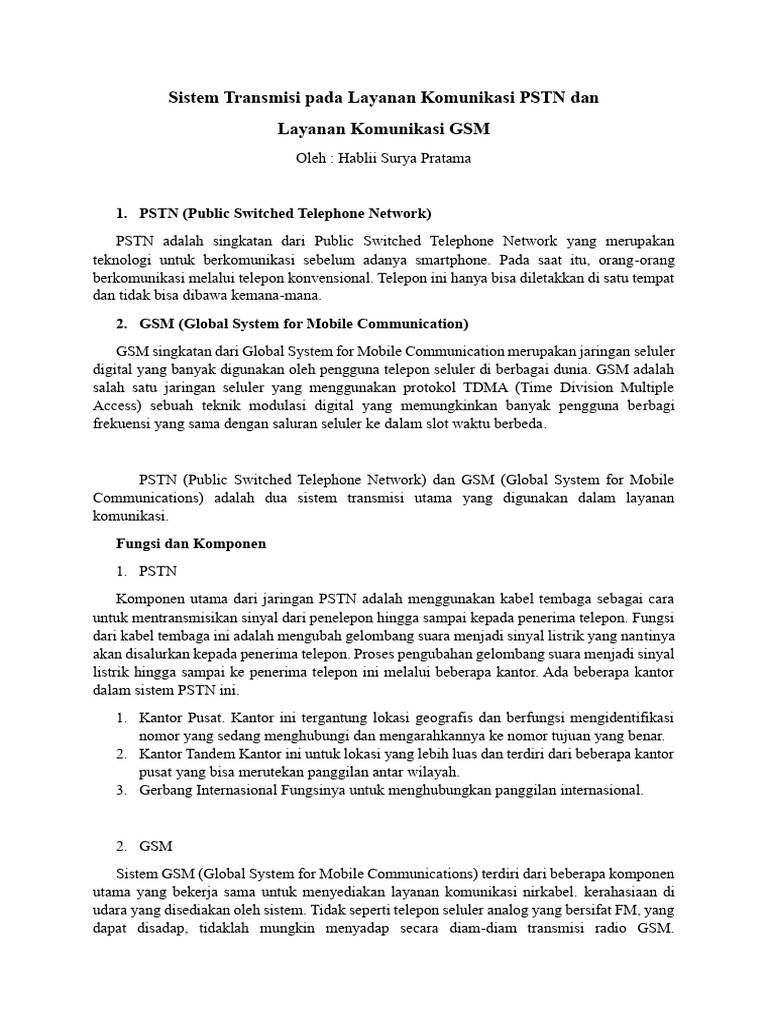 Kepanjangan PSTN dalam Komunikasi | PDF