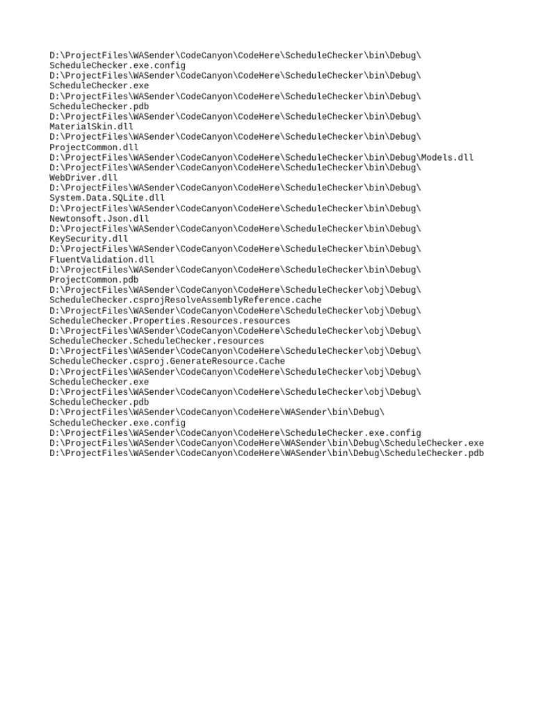 ScheduleChecker Csproj FileListAbsolute | PDF