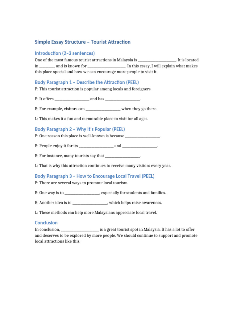 Simple Essay Structure Tourist Attraction | PDF