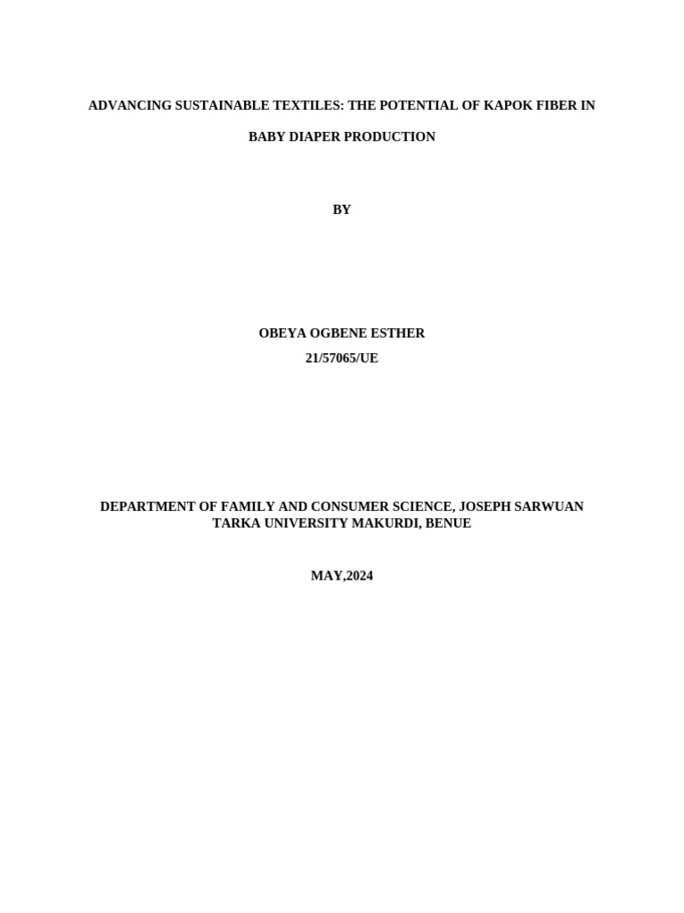Kapok Fiber: Sustainable Diaper Innovation | PDF | Sustainability ...