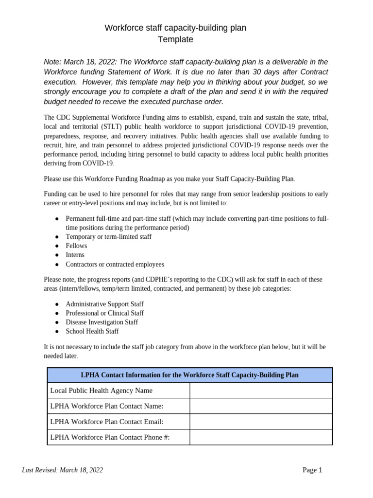 LPHA Workforce Staff Capacity-Building Plan | PDF | Employee Retention