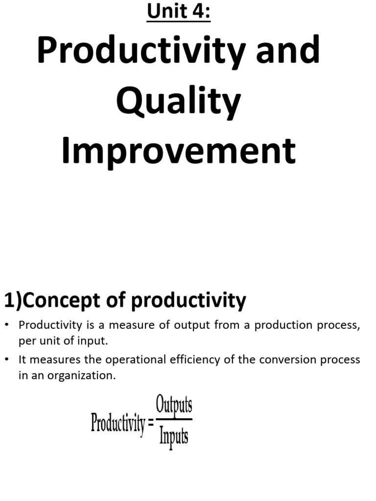 Productivity and Quality Improvement Guide | PDF | Quality (Business ...