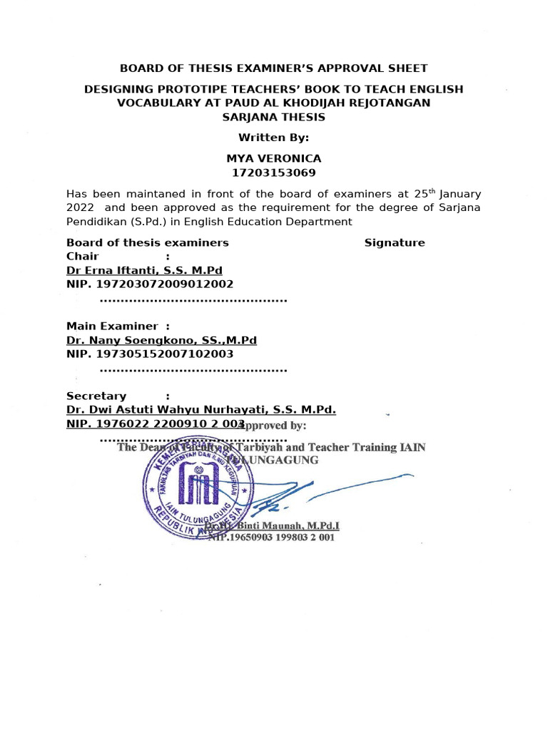 Board of Thesis Examiner | PDF
