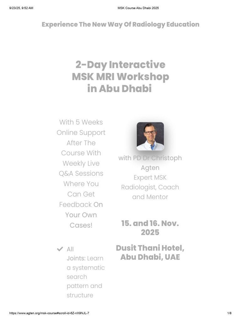 MSK MRI Workshop in Abu Dhabi 2025 | PDF