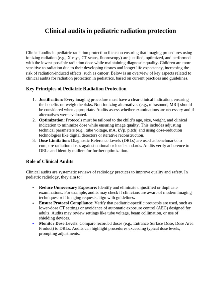 Clinical Audits in Pediatric Radiation Protection | PDF | Medical ...
