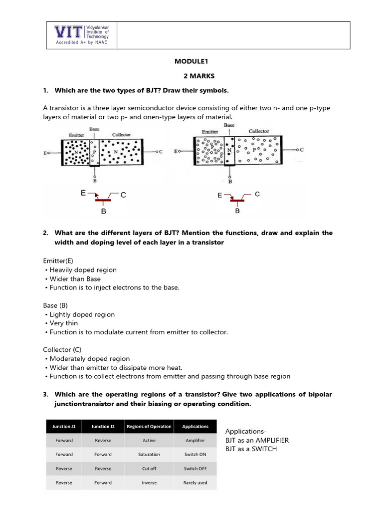 Question Bank For ESE Edc | PDF | Bipolar Junction Transistor | Field ...