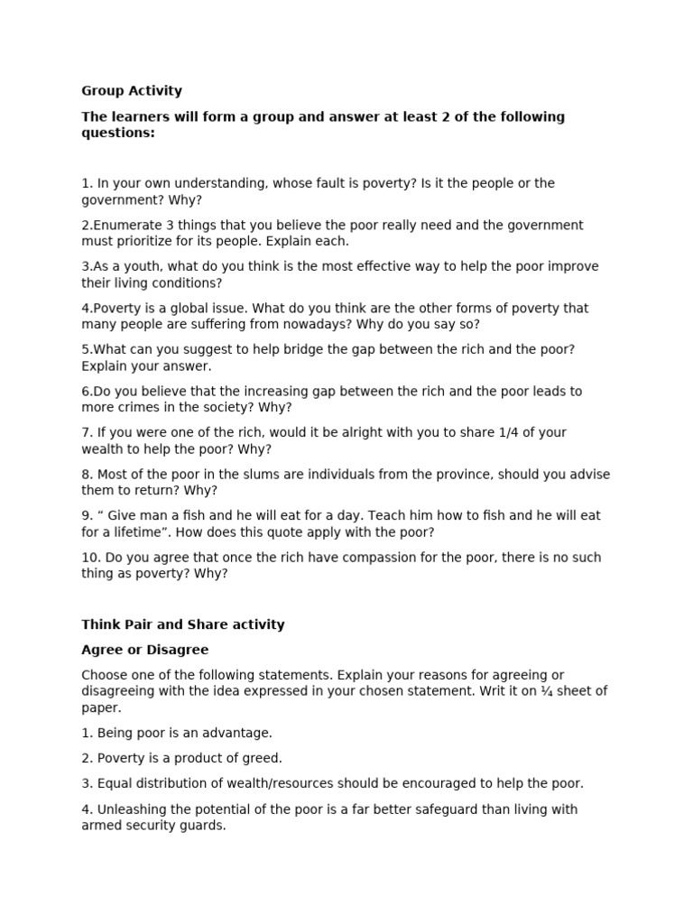 Group Discussion on Poverty Solutions | PDF | Poverty | Poverty ...