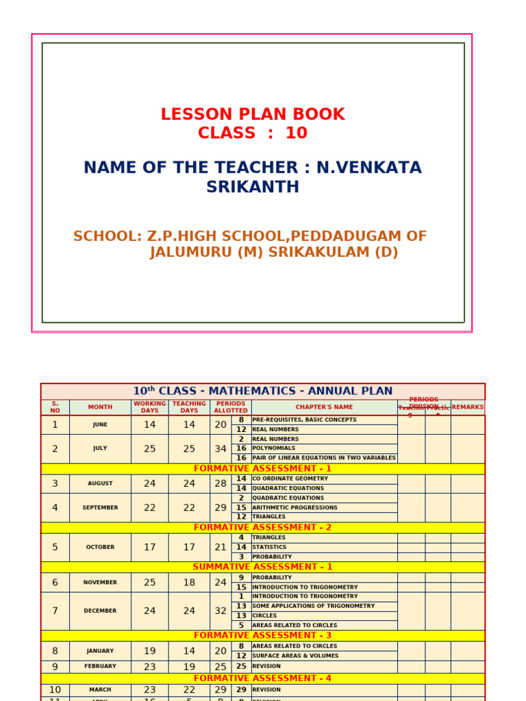10th - Lesson - Plans Excel File Editable | PDF | Numbers | Arithmetic